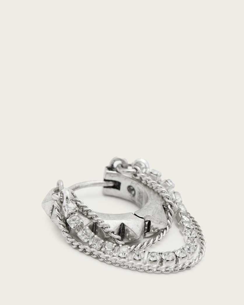 Trudy Small Chain Hoop Earrings WARM SILVER/CRYSTL | ALLSAINTS Canada
